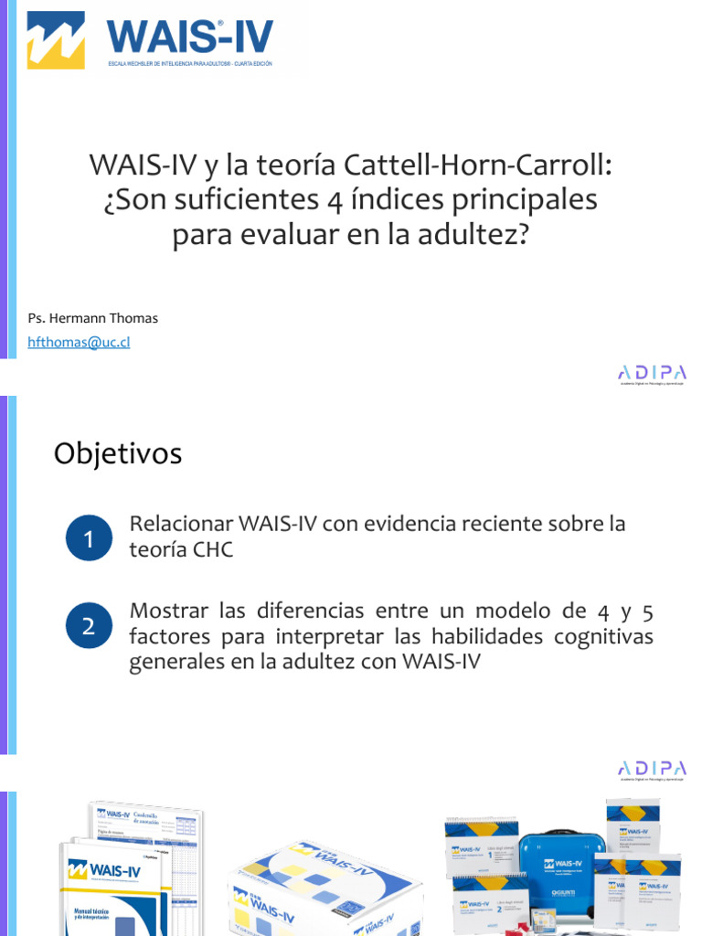 Webinar WAIS-IV y La Teoría CHC | PDF