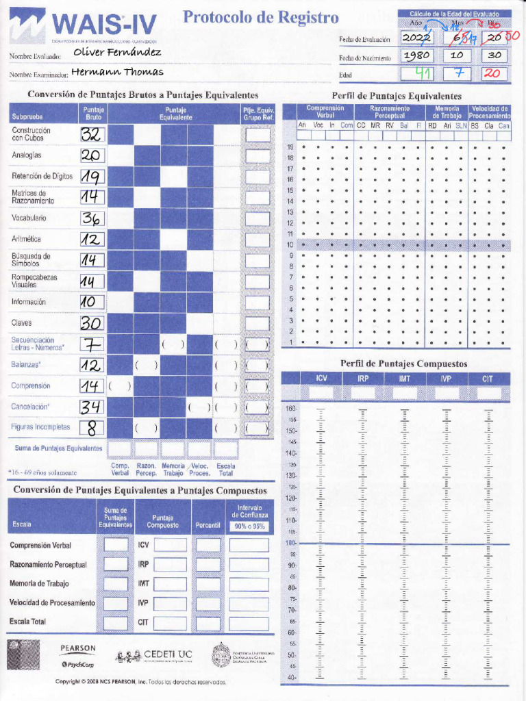 Protocolo Pedagógico WAIS-IV Corregido | PDF
