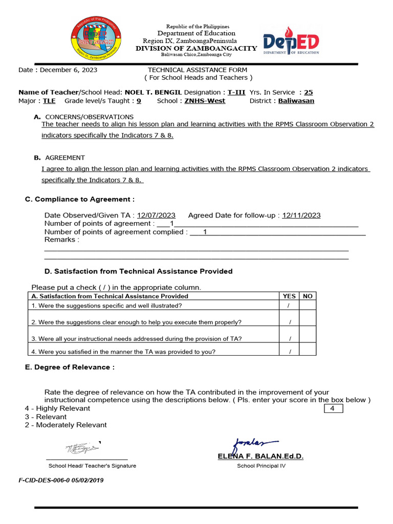 Ta-Form December2023 | PDF | Teachers | Cognition