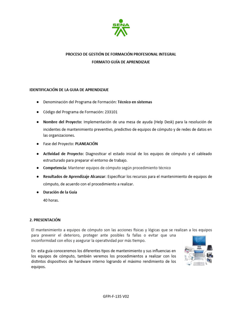 GFPI-F-135 - Guia - de - Aprendizaje Mto3 (Reparado) | PDF | Disco duro | Disco compacto