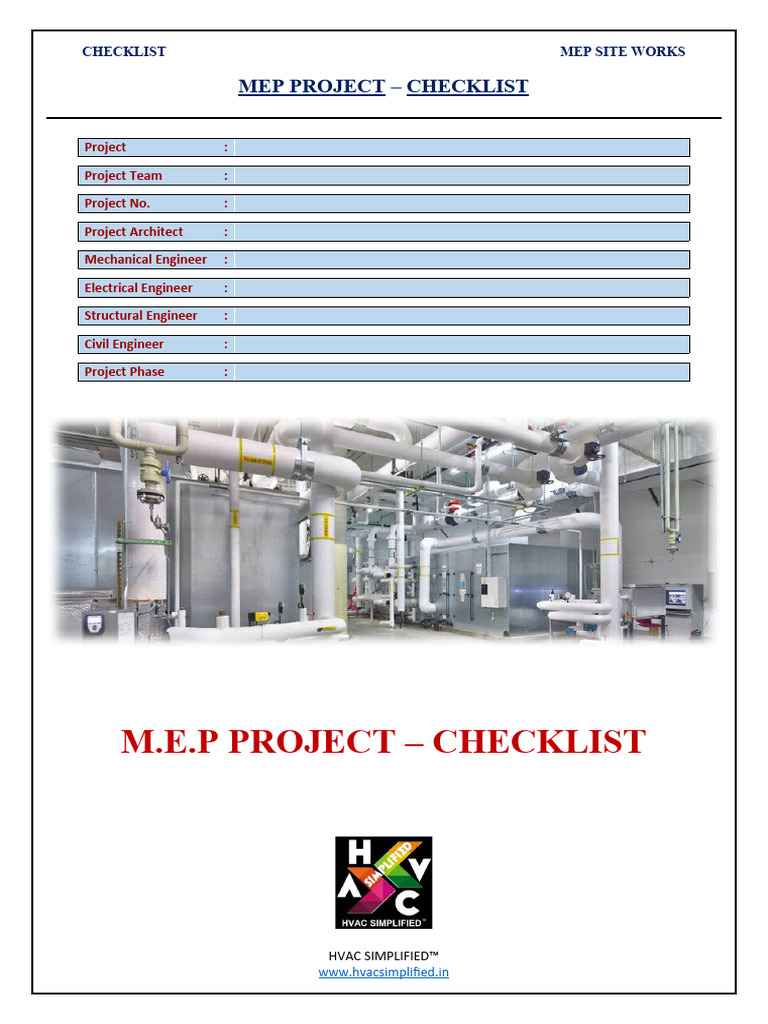 M E P-Project-Checklist | Download Free PDF | Duct (Flow) | Plumbing