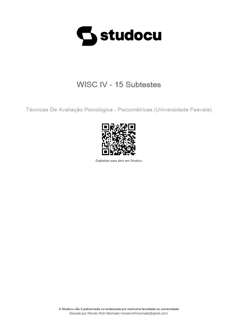 Wisc IV 15 Subtestes | PDF