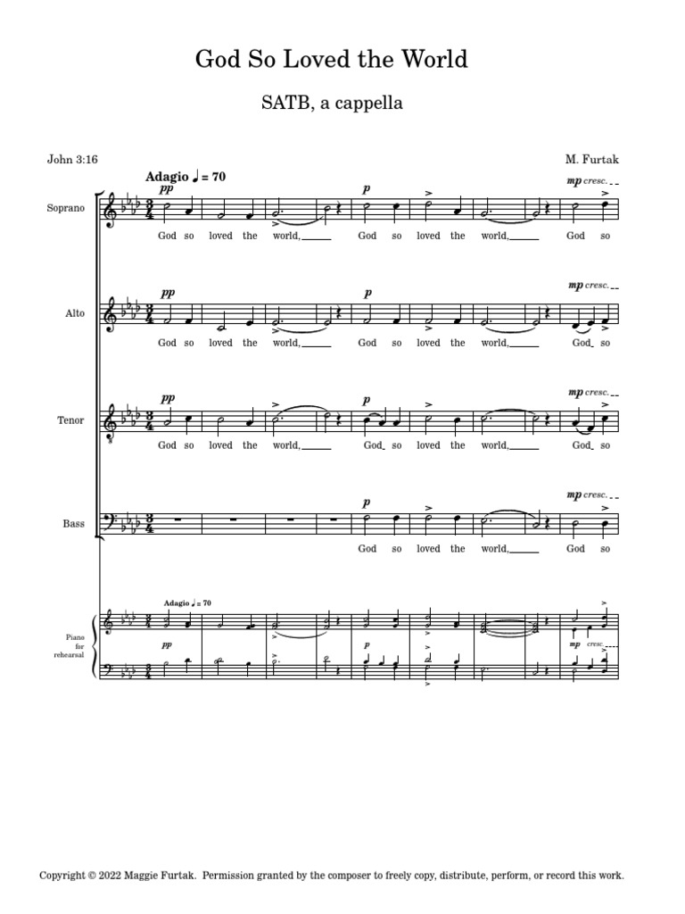 Furtak - God So Loved The World - SATB | PDF | Musical Compositions ...