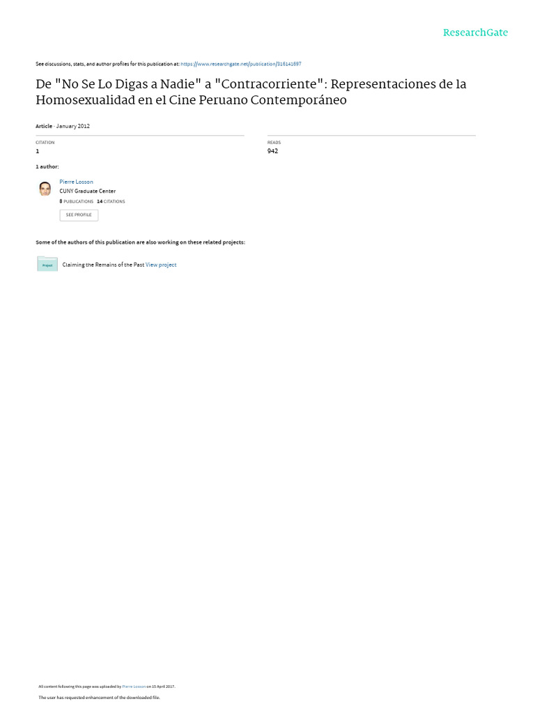 No Se Lo Digas A Nadie - Pierre Losson | PDF | Homosexualidad | Perú