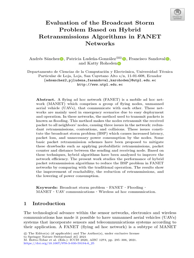 Evaluation of The Broadcast Storm Problem Based On Hybrid Retransmissions Algorithms in FANET ...