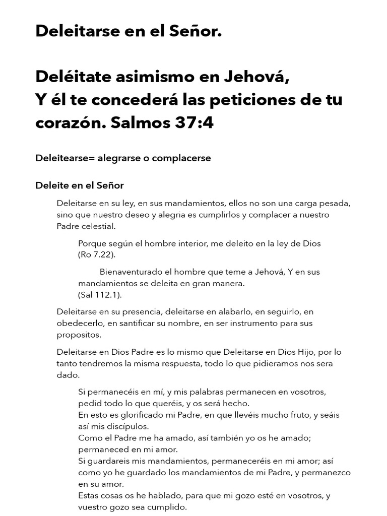 Deleitarse en El Señor. Deléitate Asimismo en Jehová, Y Él Te Concederá ...