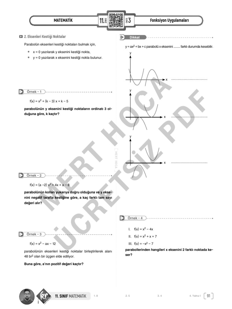 11 Matematik VDK 2024 PARABOL 2. DERS | PDF