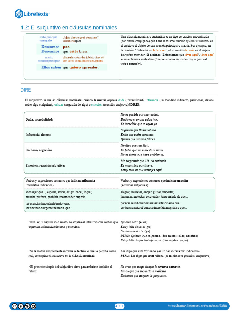 Uso del Subjuntivo en Español | PDF | Verbo | Oración (Lingüística)