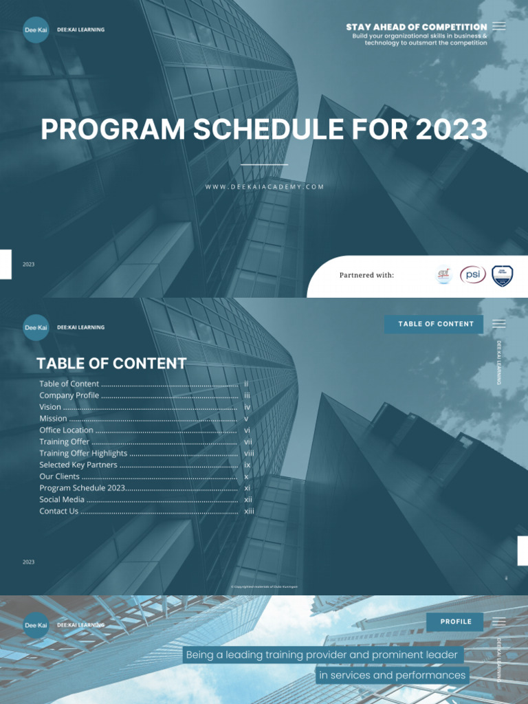 DeeKai Leaning - Catalogue - Program Schedule For 2023 | PDF