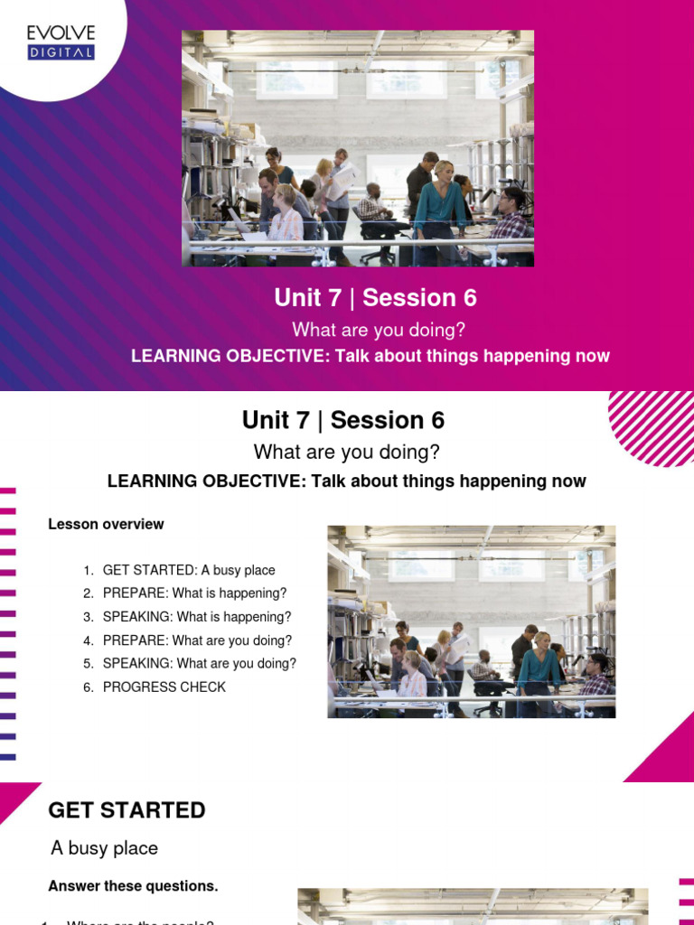 Unit 7 - Session 6: What Are You Doing? | PDF | Human Communication | Linguistics