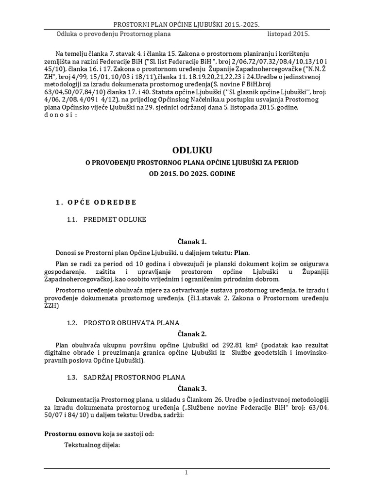 Odluka o Provodjenju Prostornog Plana | PDF