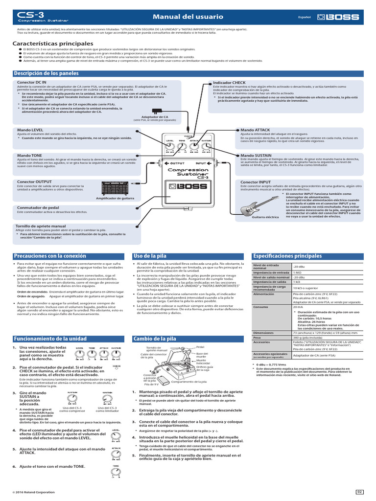 Guía del Compresor BOSS CS-3 | PDF | Conector eléctrico | Guitarras