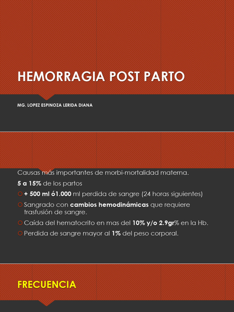 Hemorragia Post Parto | PDF | Parto | Placenta