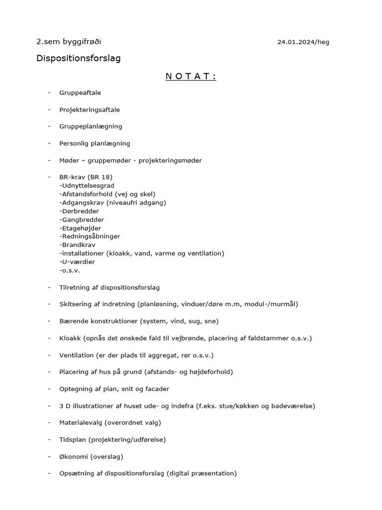 Dispositionsforslag Notat-Aktiviteter - 2.sem Translate | PDF