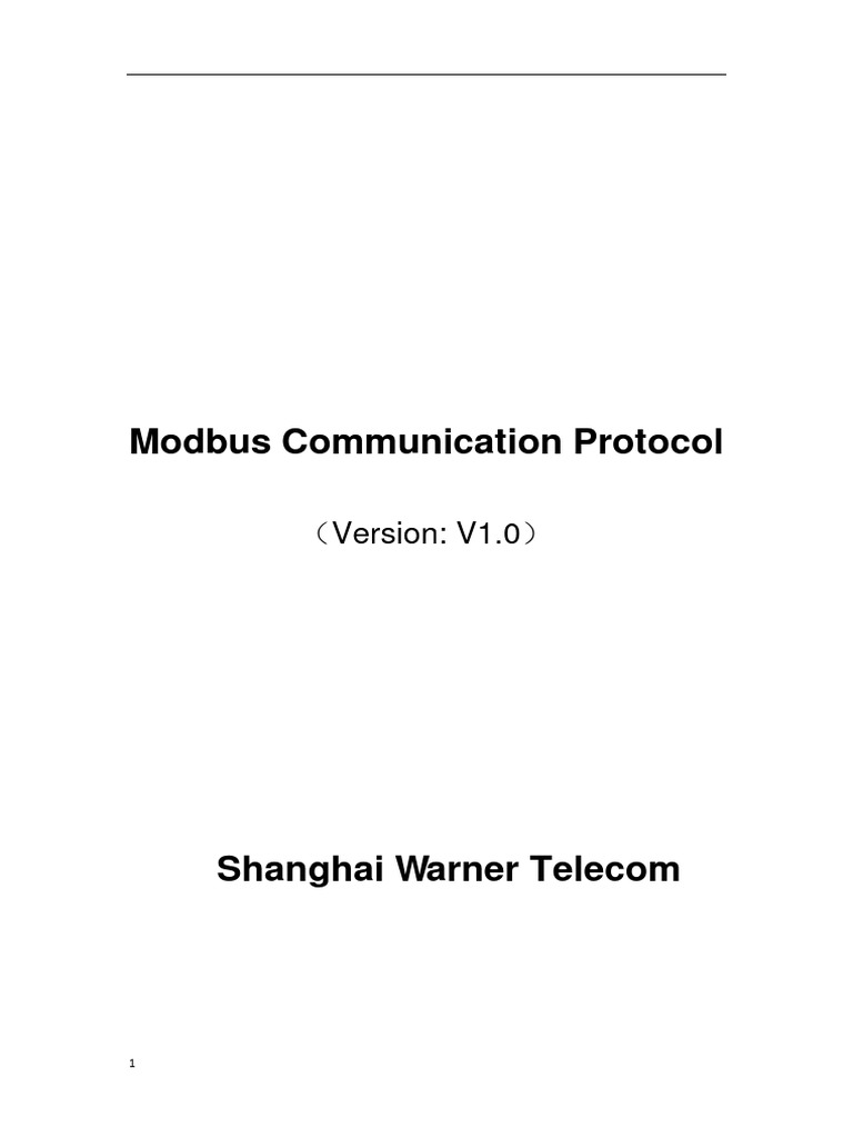 Modbus Communication Protocol V1 0 Air Con Pdf