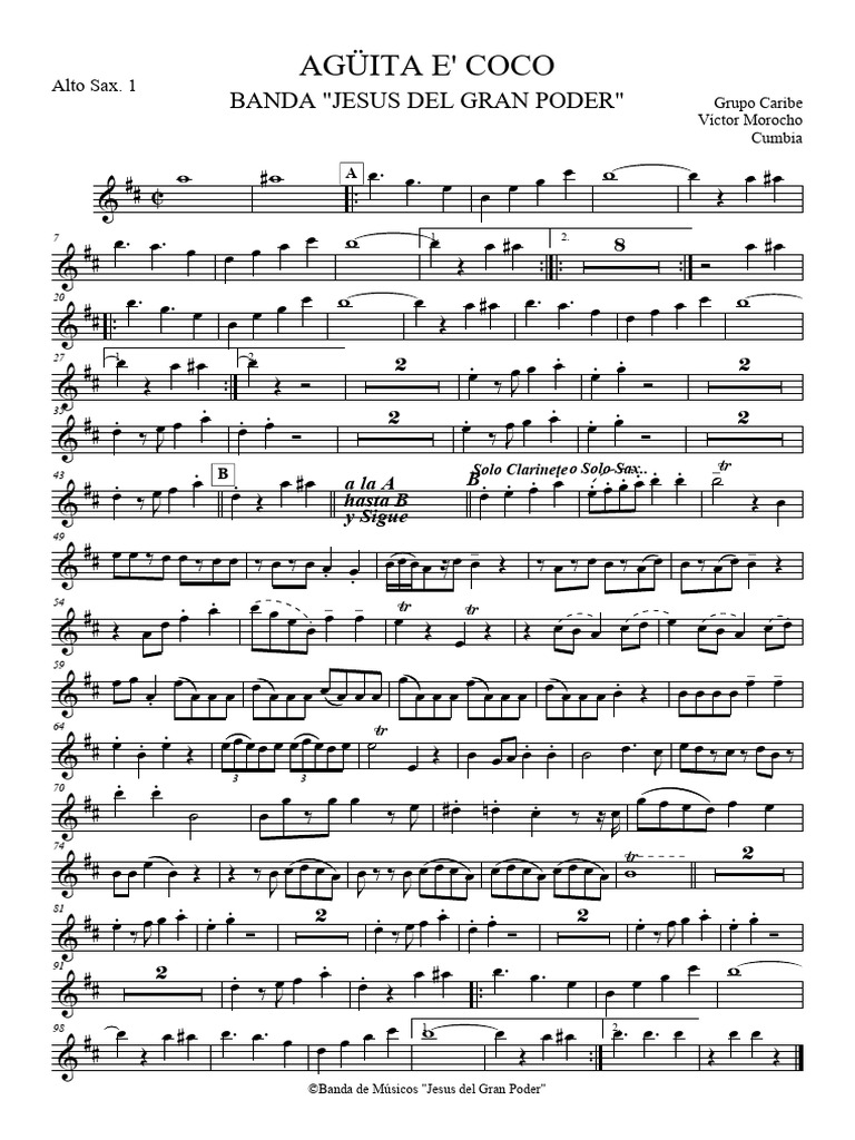 Aguita de Coco Saxo1solo | PDF