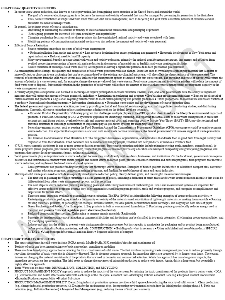 SWM - Final Exam Sheets | PDF | Incineration | Recycling