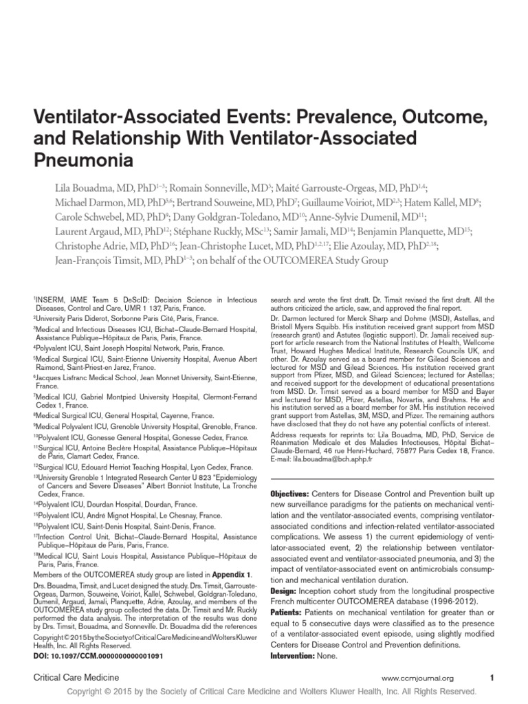 VAE Prevalence, Outcome, and Relationship With Ventilator-Associated ...