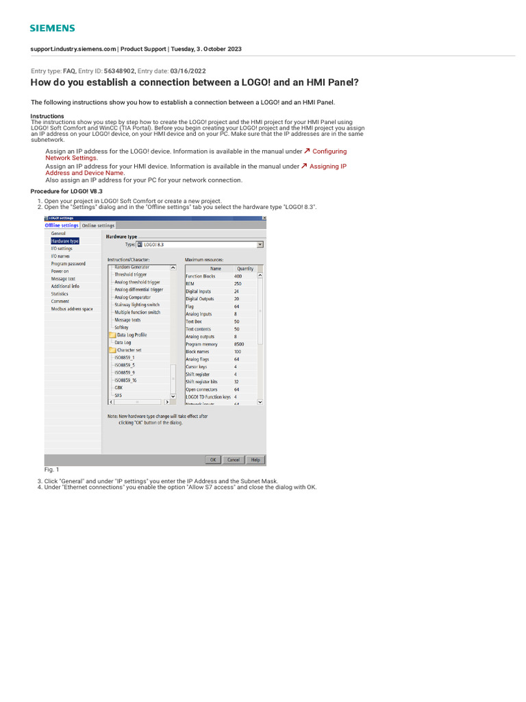 How Do You Establish A Connection Between A LOGO! and An HMI Panel - ID ...