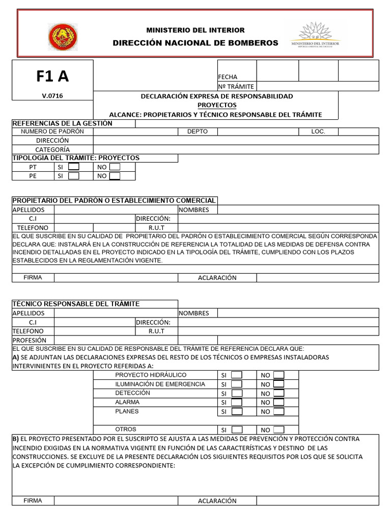 Formulario F1 A | PDF