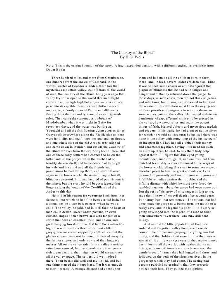 Wells - The Country of The Blind | PDF