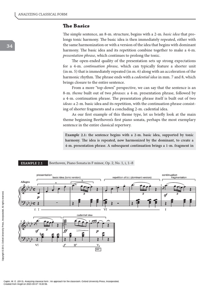 Analyzing Classical Form An Approach For The Class... - (PART I ...