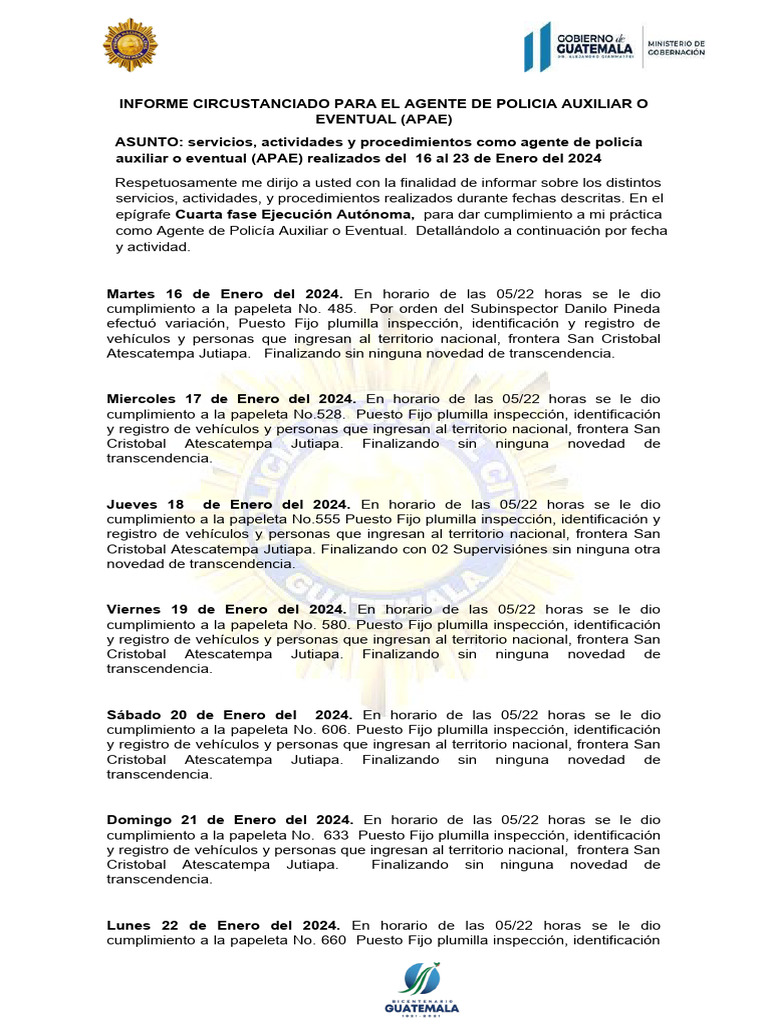 16 Al 19 de Enero 2024 | PDF | Cumplimiento de la ley | Crimen y violencia