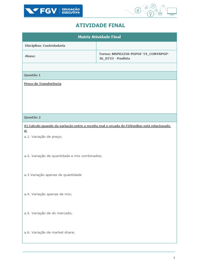 Matriz Atividade Final | PDF