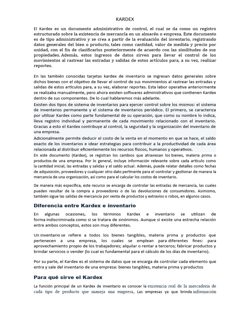 Cómo hacer un Kardex de inventario | PDF | Business | Inventario
