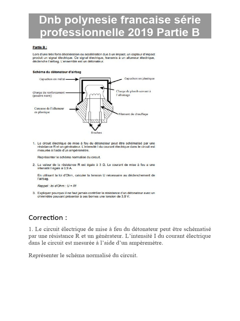 Correction DNB Loi Ohm | PDF | Méthodes et références pédagogiques | Sciences et mathématiques