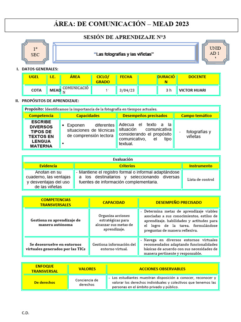 1ro SESIÓN 3 - COMUNICACION | PDF