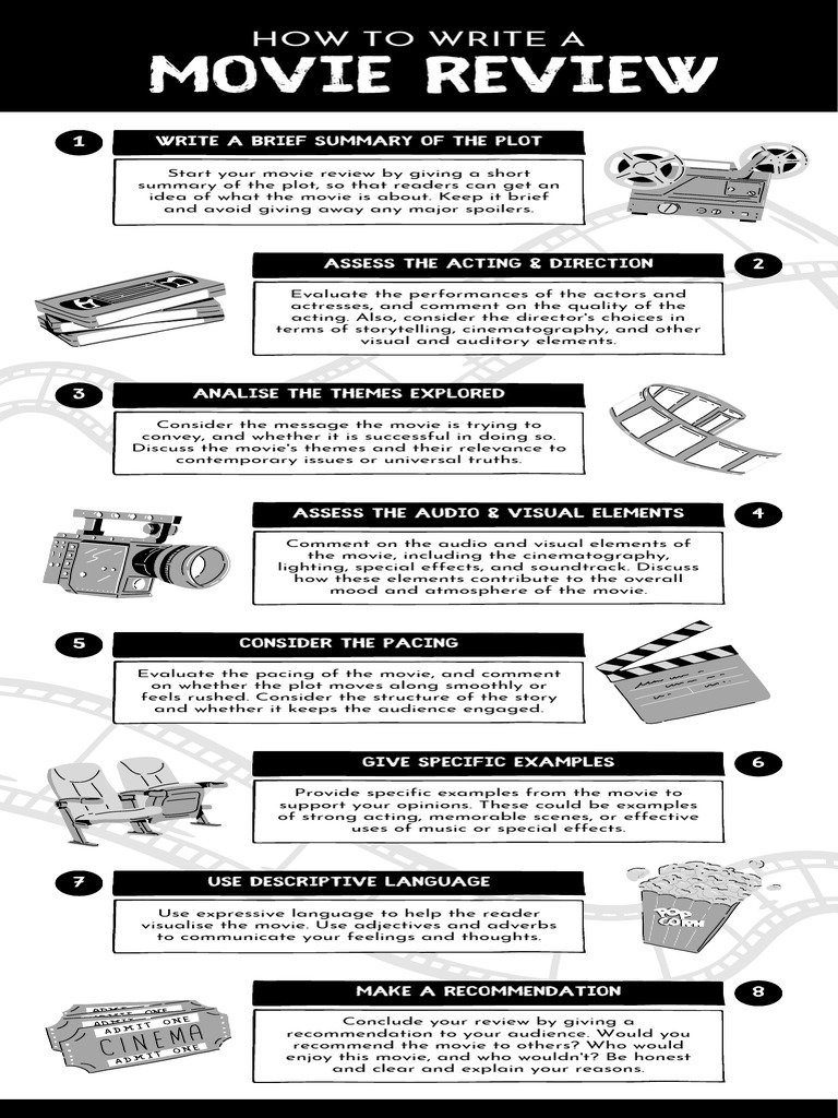 Black & White Sketchy How To Write A Movie Review Infographic ...