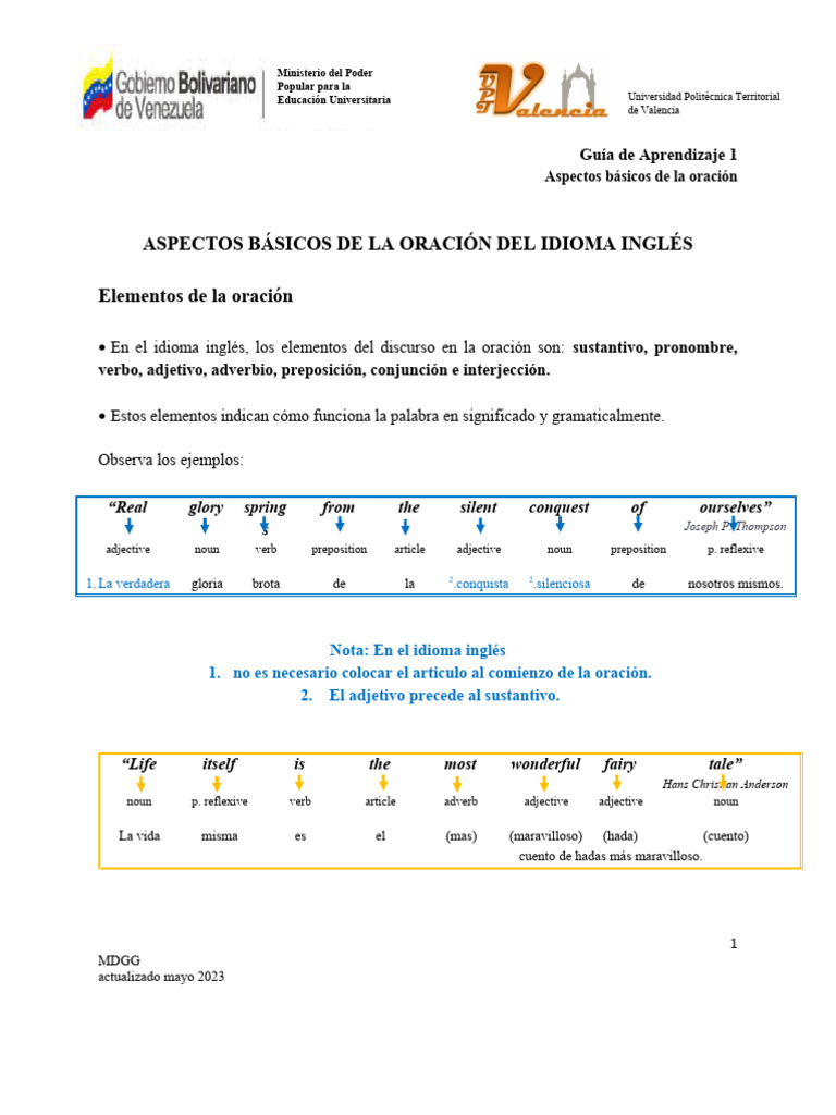 Guia 1 El Sujeto y Predicado | Descargar gratis PDF | Verbo | Predicado (Gramática)