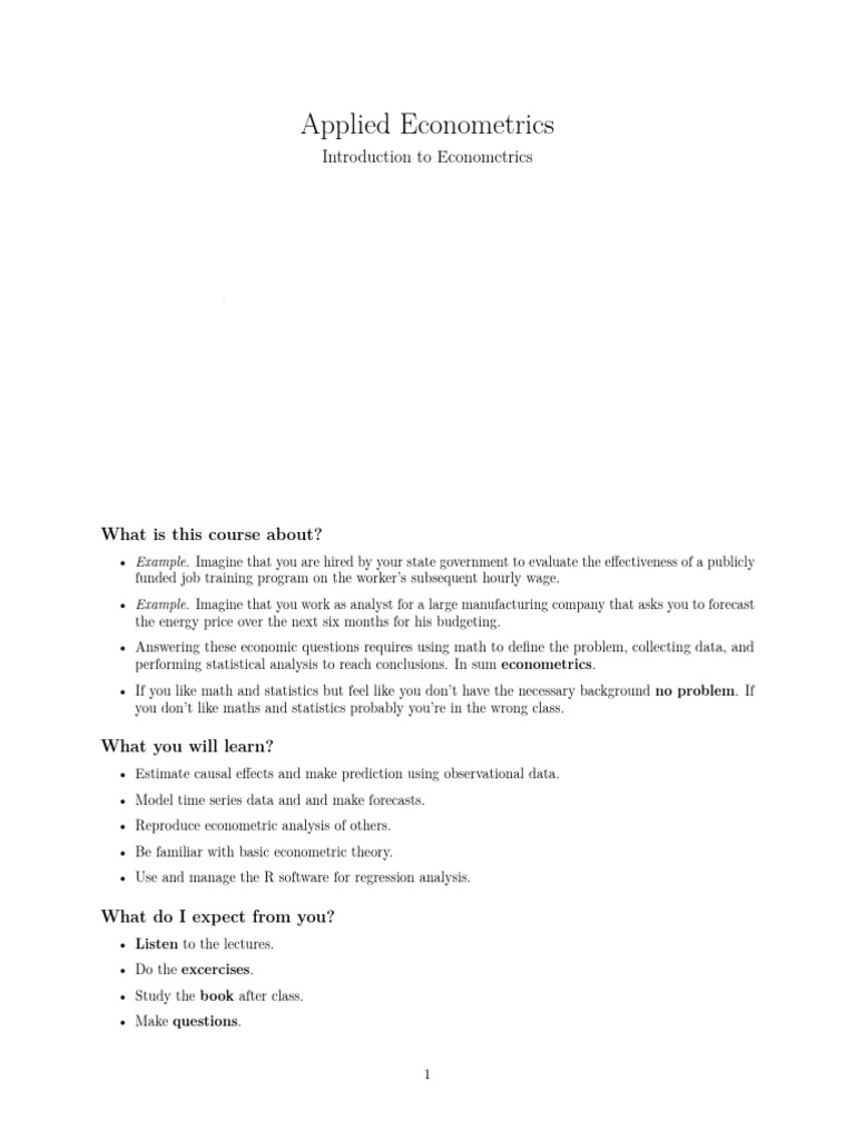 Introduction Econometrics Notes Pdf Econometrics Economics