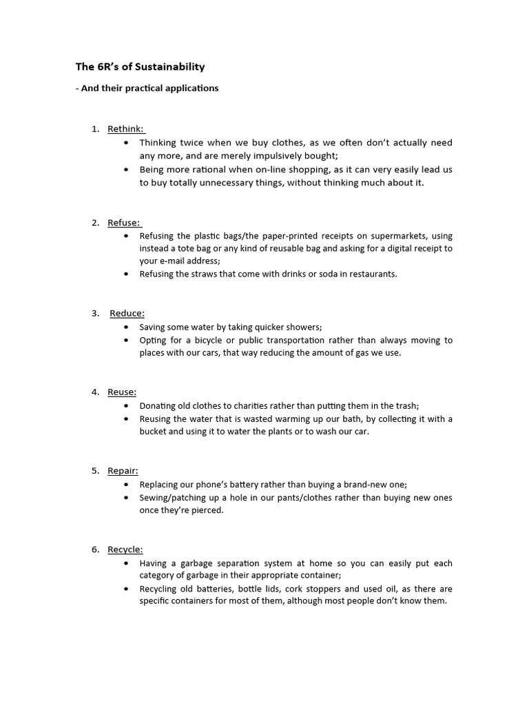 Practical Applications of the 6Rs | PDF
