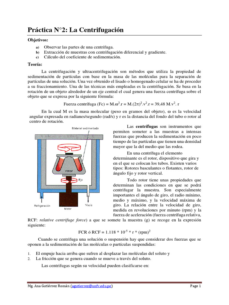Práctica 2a Centrifugación | PDF | Movimiento (física) | Física