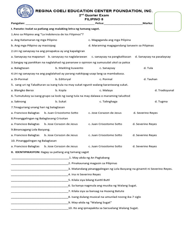 2nd Quarter Fil8 | PDF