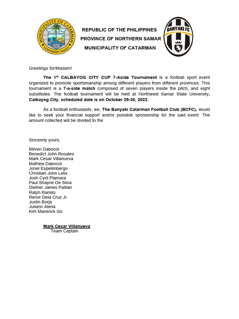 Football Solicitation Latest | PDF