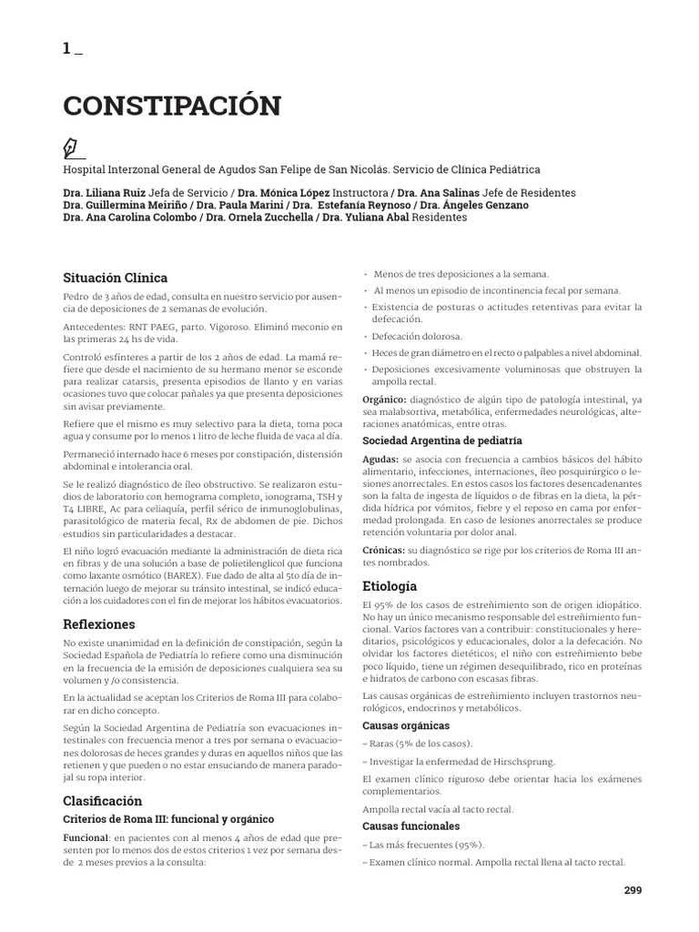 Constipación Pediátrica: Diagnóstico y Manejo | PDF | Ciencia y ...