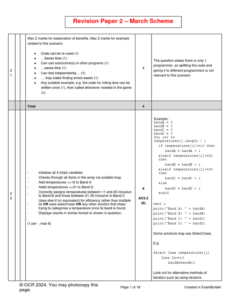 Feb Revision2 MS | PDF | Computing | Computer Programming