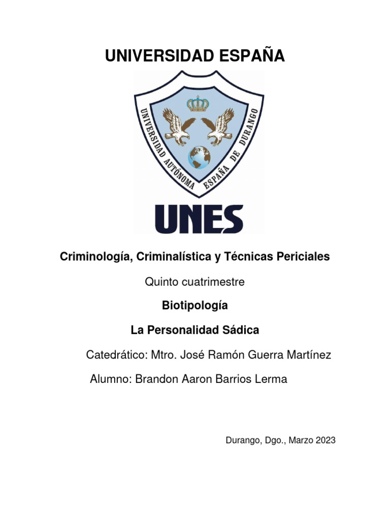 Personalidad Sádica en Psicología | PDF