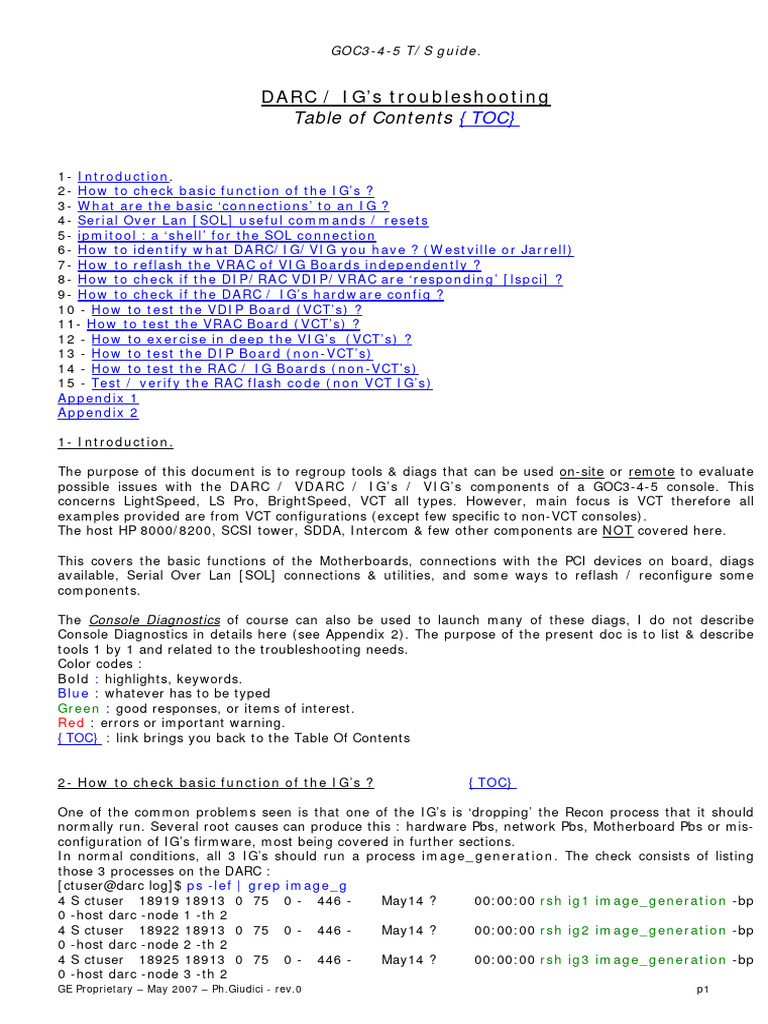 Ge GOC's TroubleShooting | PDF