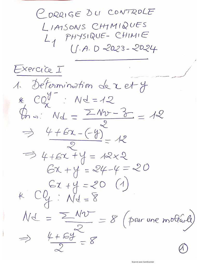 Corrigé Du Contrôle Liaisons Chimiques | PDF