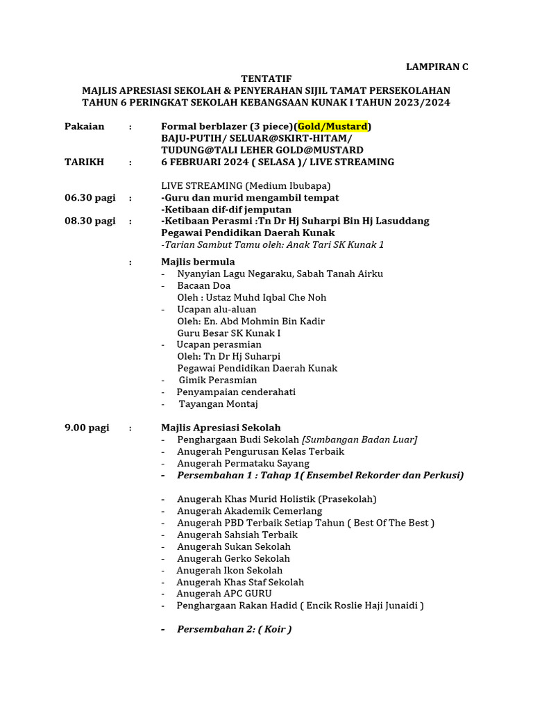 Atur Cara Mas 2024 | PDF