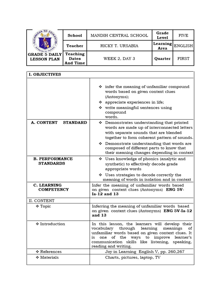 English 5-Q1-WK 2-D3 | PDF | Cognitive Psychology | Cognition