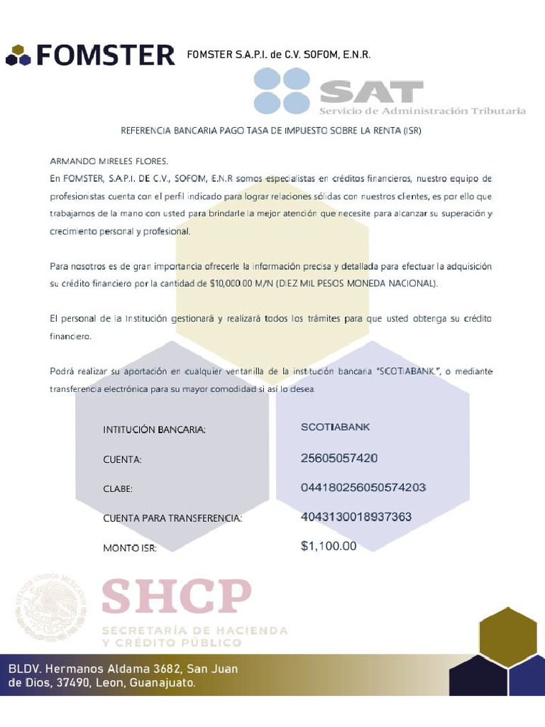 Referencia Bancaria Pago Tasa de Impuesto Sobre La Renta (Isr) - 5 | PDF