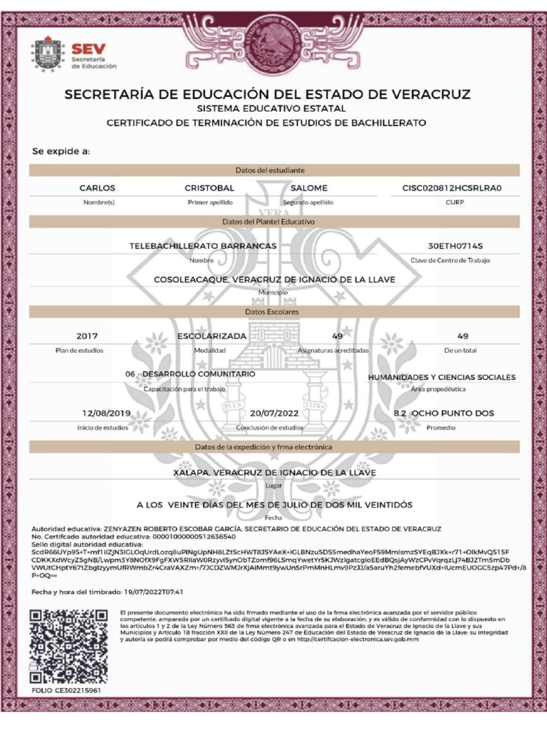 PDF Certificado Preparatoria | PDF