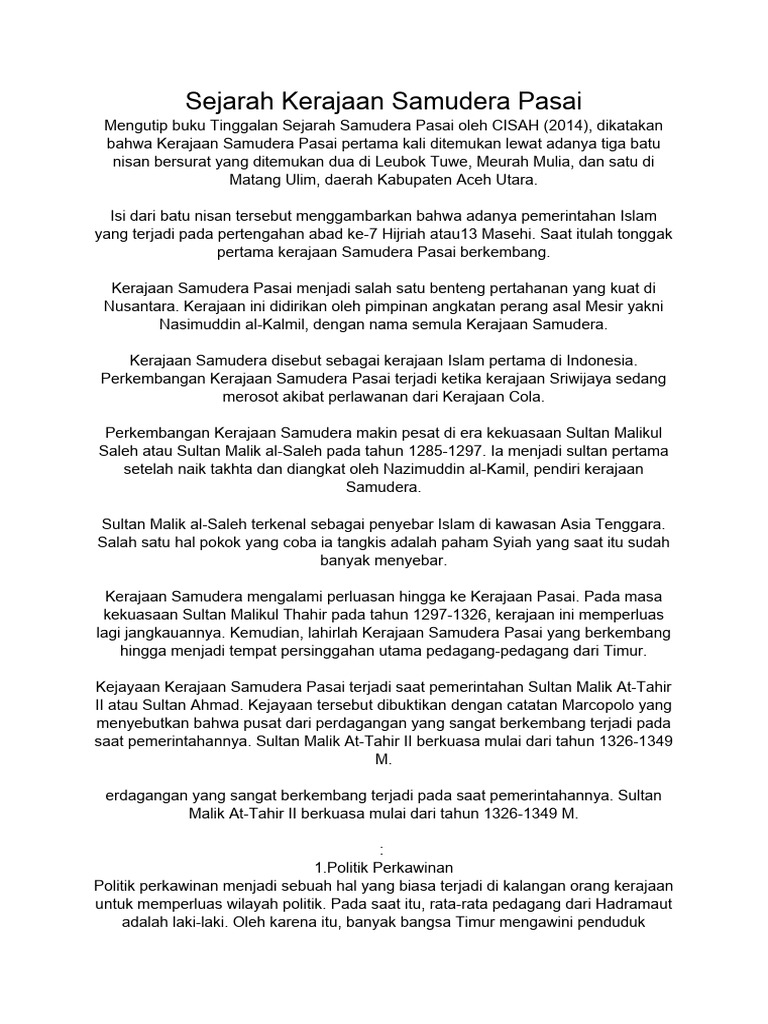 Sejarah dan Peninggalan Samudera Pasai | PDF
