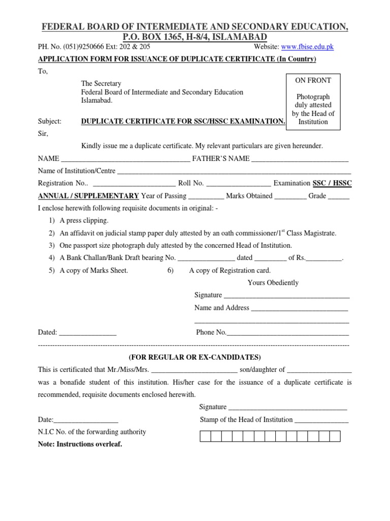 Application Form For Issuance of Duplicate PK | PDF | Secondary ...