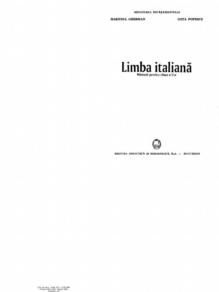 Limba Italiana Clasa A Va | PDF